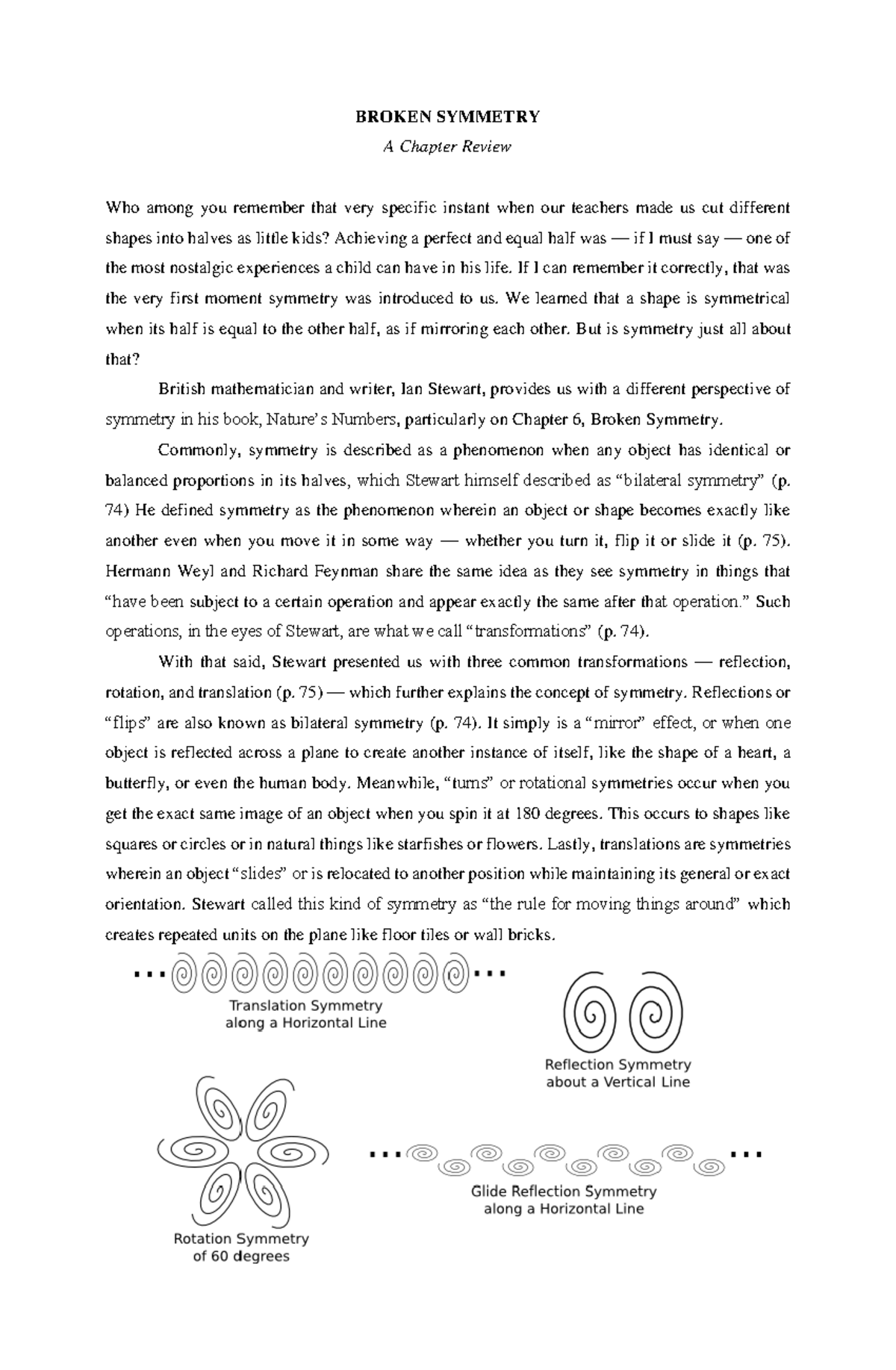 BROKEN SYMMETRY: A Chapter Review - BROKEN SYMMETRY A Chapter Review ...