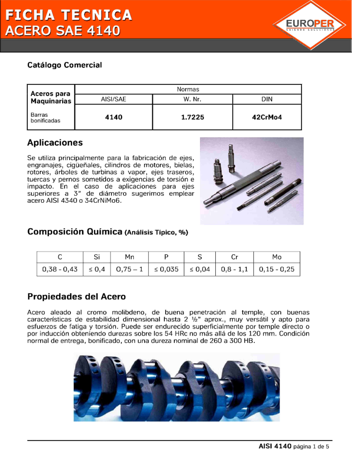 Ficha Tecnica SAE 4140 - Materiales I - Studocu