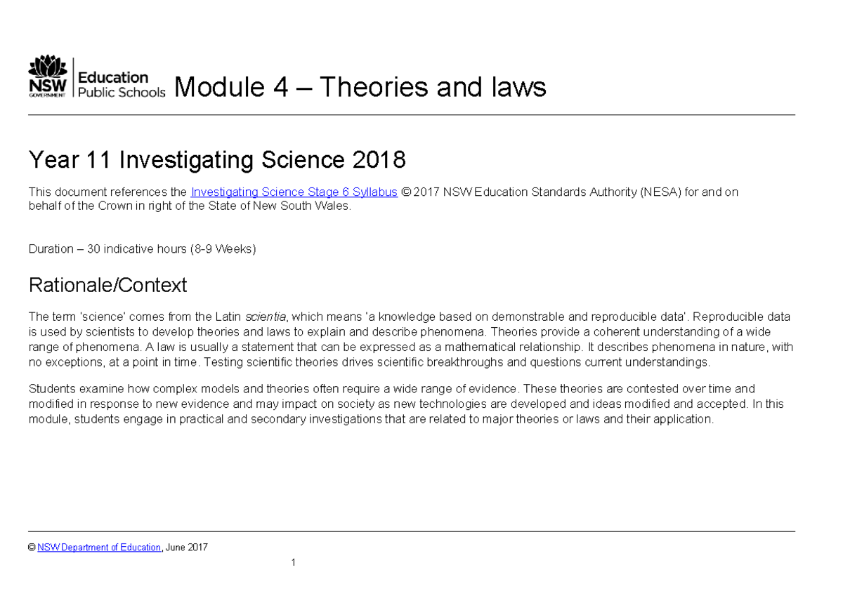 M4 theories and laws investigating science - Module 4 – Theories and ...