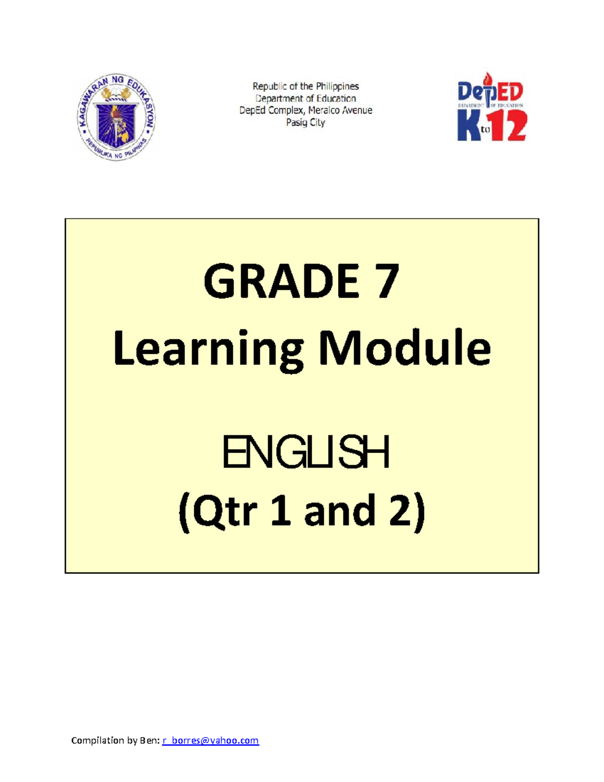 Dokumen - ENGLISH 7 MODULE - ####### Compilation by Ben: r_borres@yahoo ...