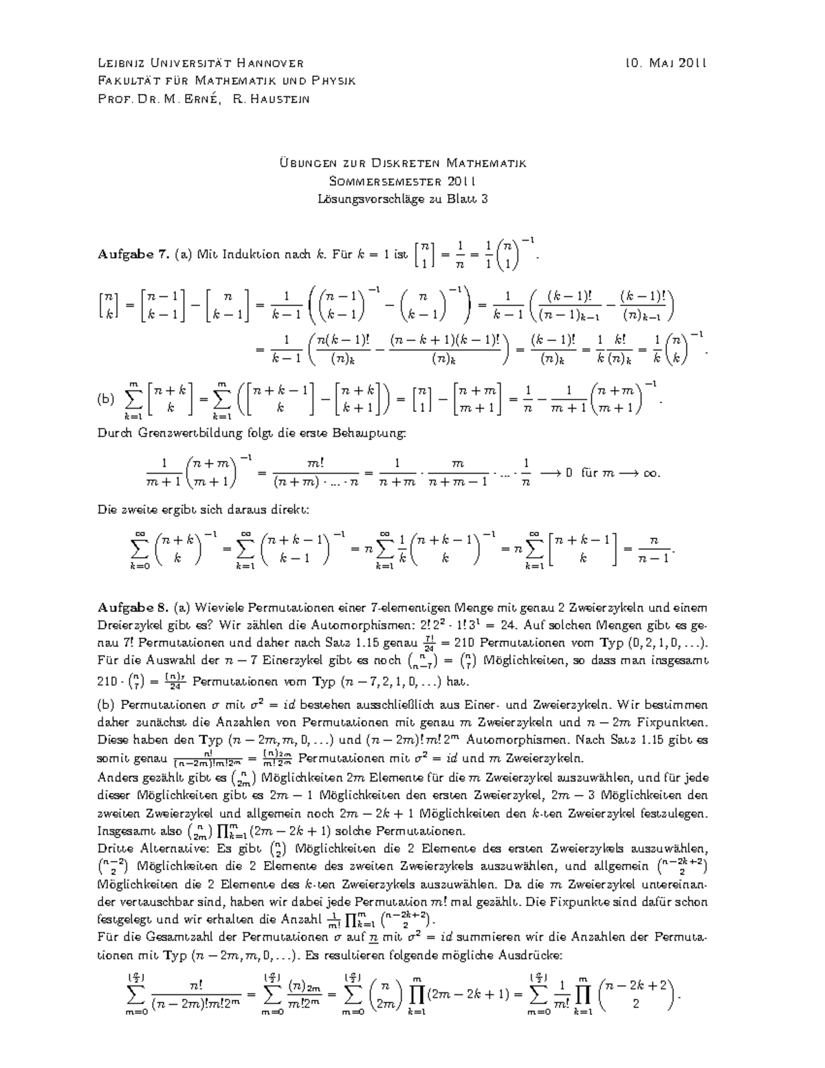 Diskrete-mathematik erné 2011 hausuebung 3 loesung - Leibniz at ...