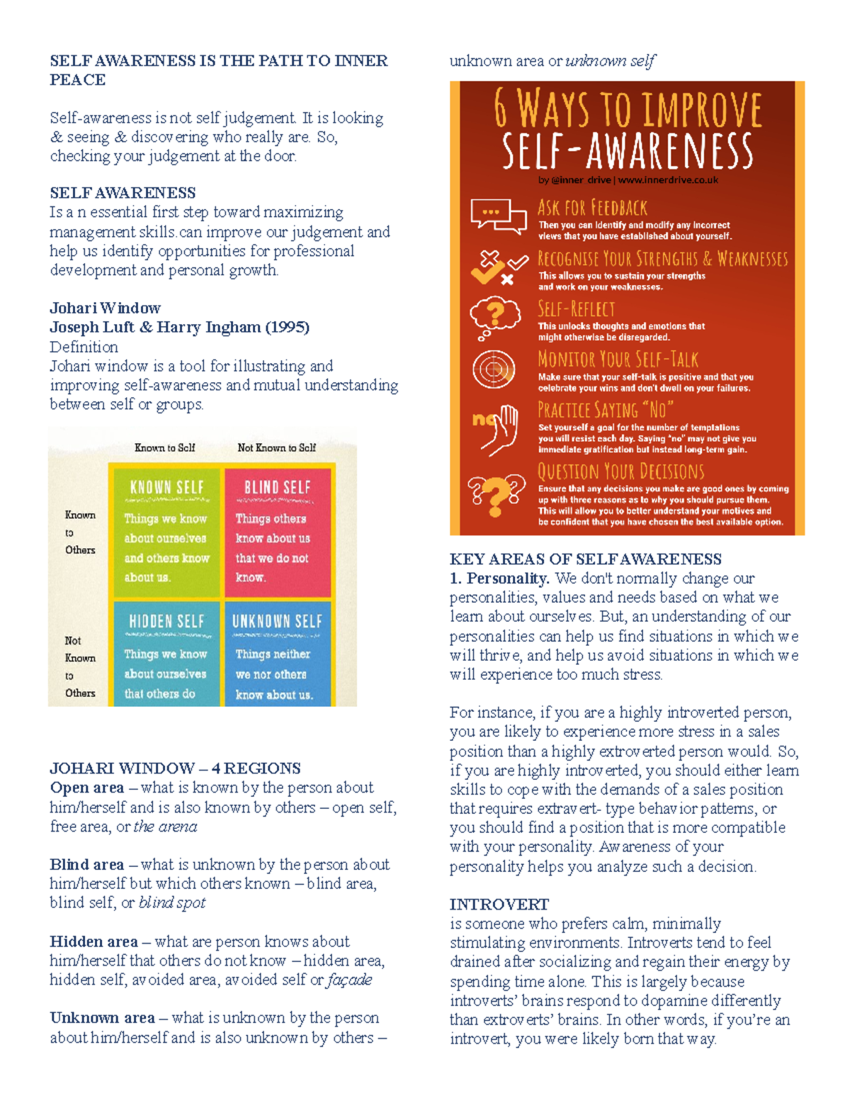 Lccian self awareness and human self - SELF AWARENESS IS THE PATH TO ...