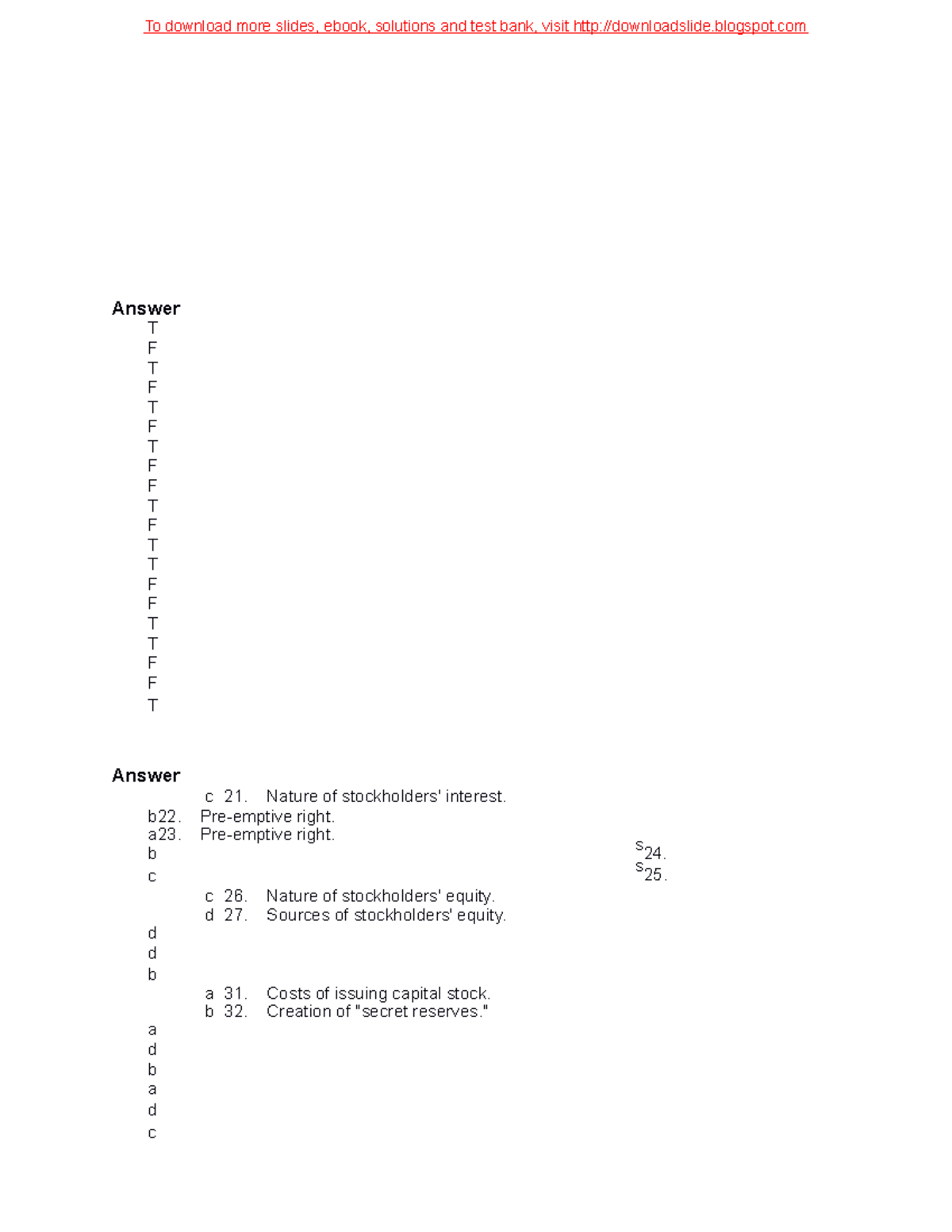 Chapter 15 Test Bank - accounting exercises - CHAPTER 15 STOCKHOLDERS ...
