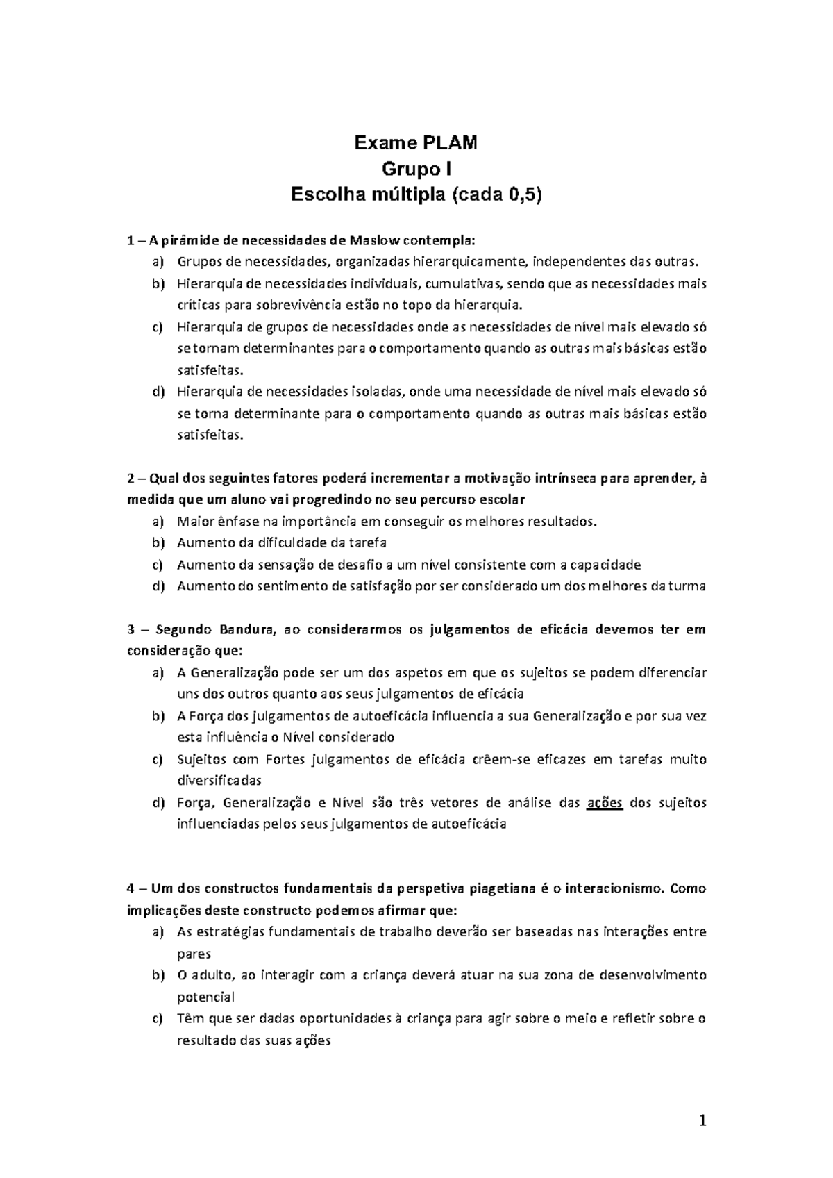 Compilação de Exames de PLAM - Bia Valente - Exame PLAM Grupo I Escolha ...