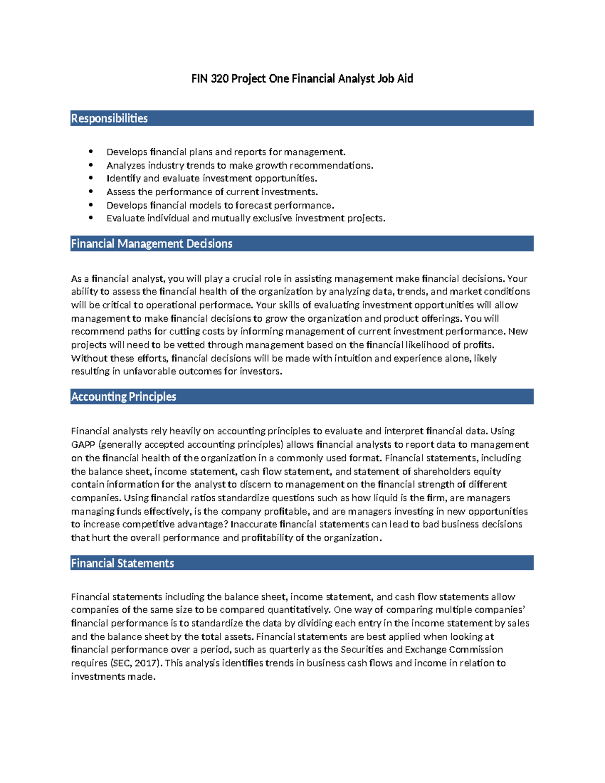 3-2 Project One - Josh De Haven - FIN 320 Project One Financial Analyst ...