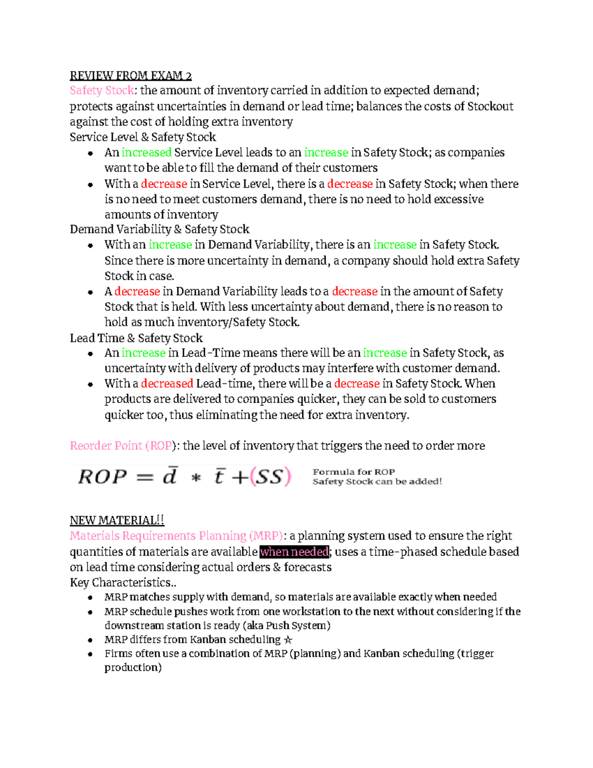 SCM Exam 3 SG - Study Guide for SCM 301 Exam 3 - yEVIEW FyOM EXAM ˑ ...