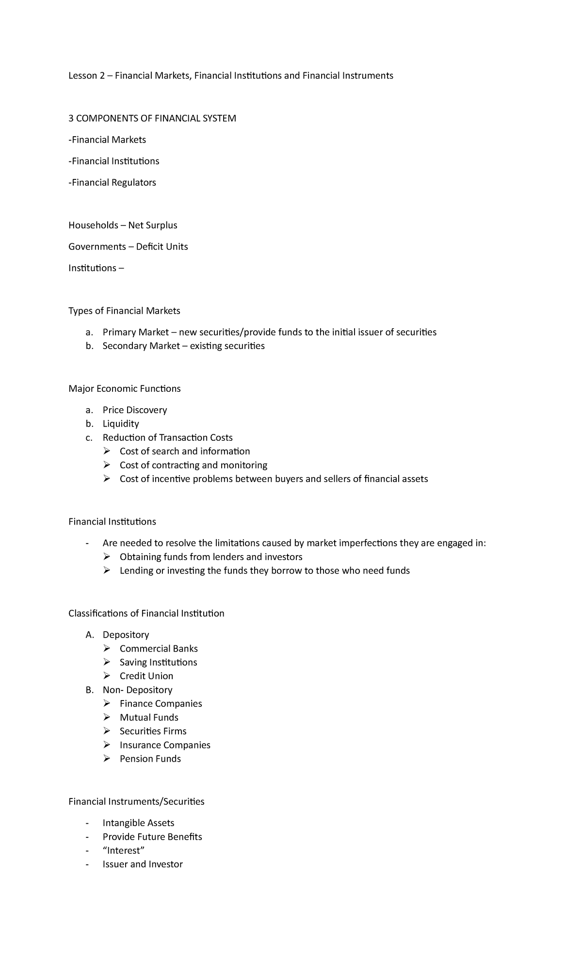 Lesson-2 Telle-LEC - Lesson 2 Lecture Notes - Lesson 2 – Financial ...