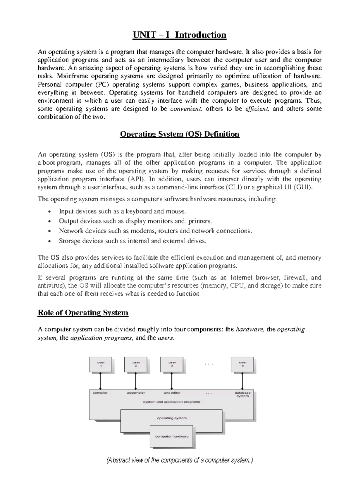 Operating System Os Full Module Notes Unit I Introduction An Operating System Is A Program