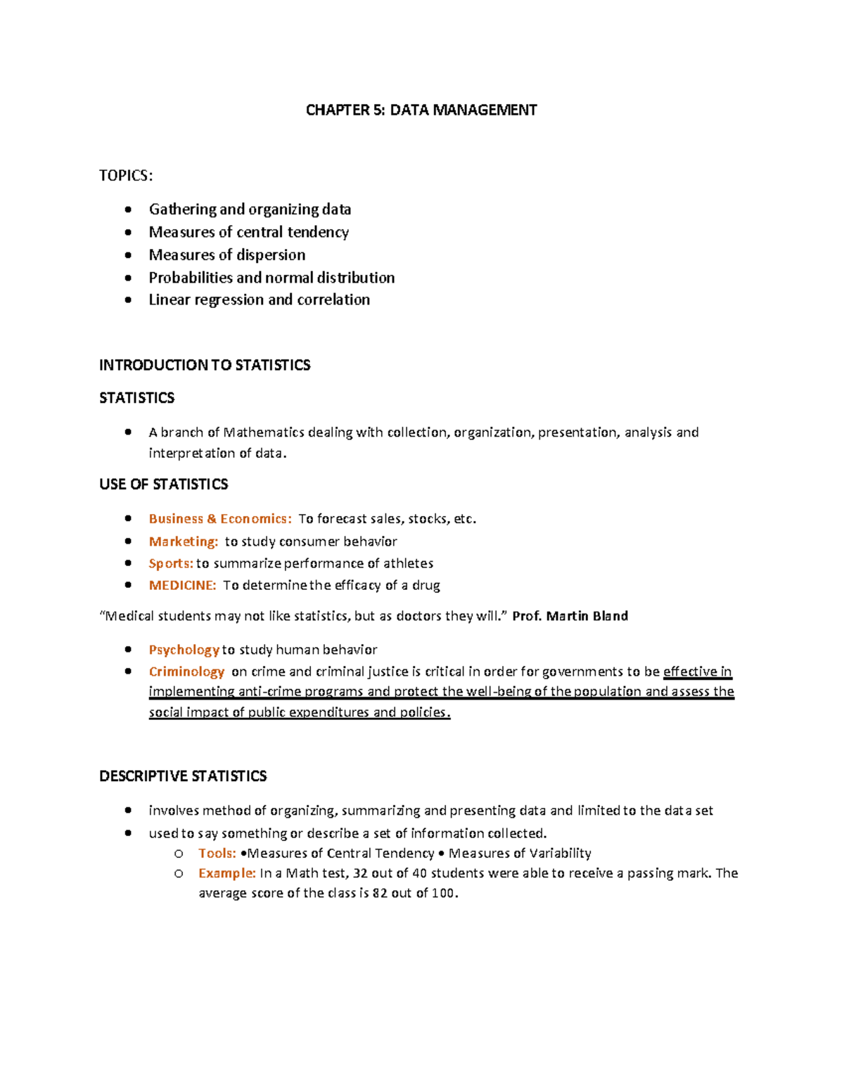 MMW Finals Notes MOD 5&6 - CHAPTER 5: DATA MANAGEMENT TOPICS ...