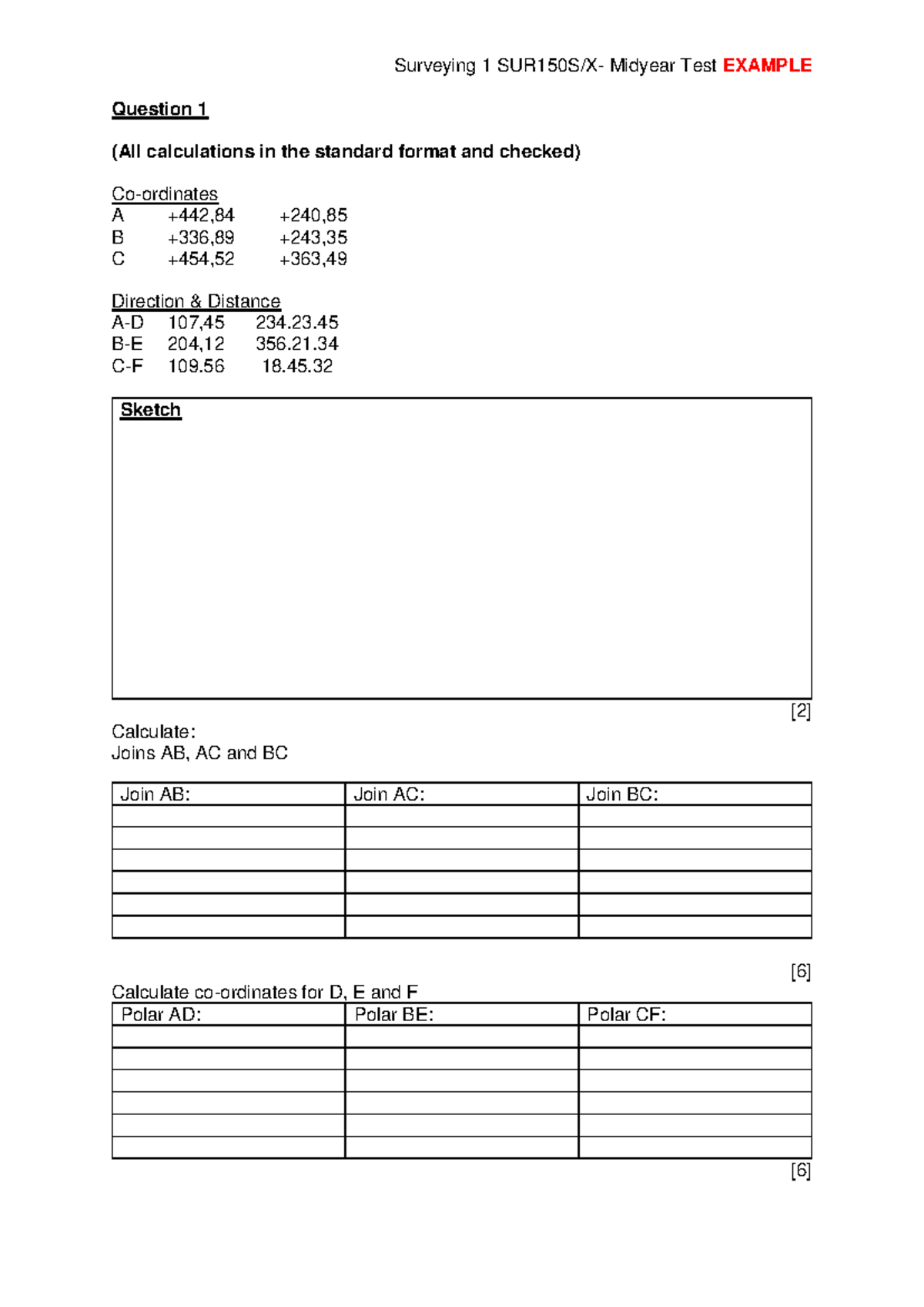 Mid Year Test Sample - passpaper - Question 1 (All calculations in the ...