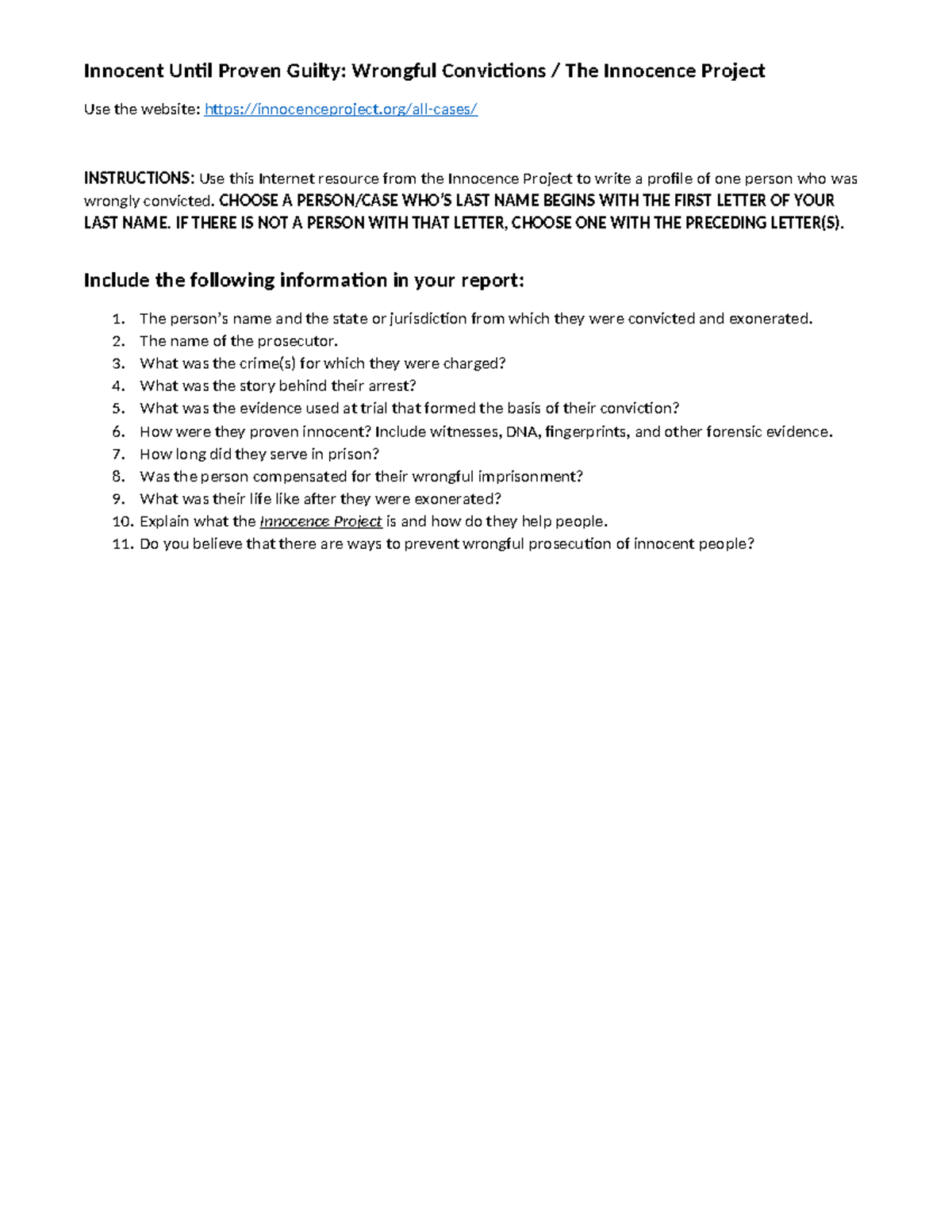 Innocent Until Proven Guilty - CHOOSE A PERSON/CASE WHO’S LAST NAME ...