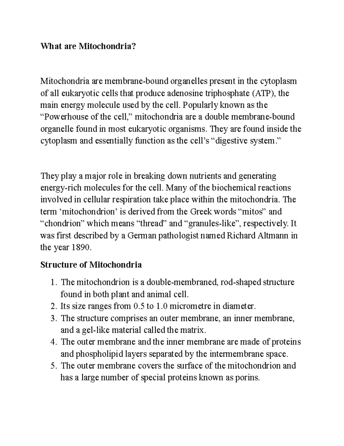What are Mitochondria - its lecture notes - What are Mitochondria ...