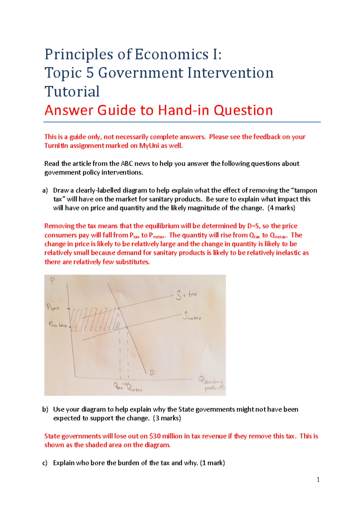 Econs Topic 5 Answer - Principles of Economics I: Topic 5 Government ...