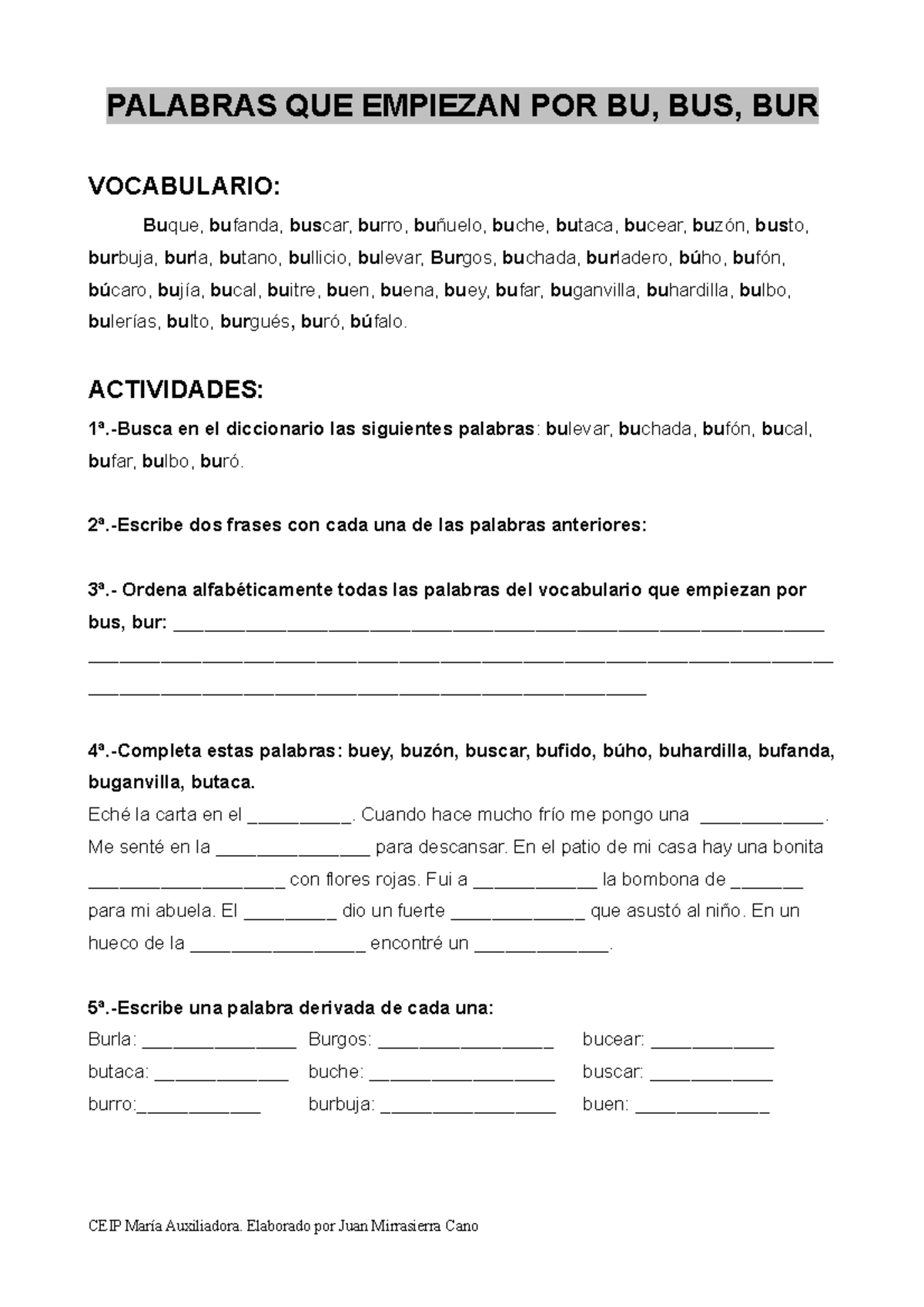 Palabras que empiezan por bu bus bur - PALABRAS QUE EMPIEZAN POR BU ...