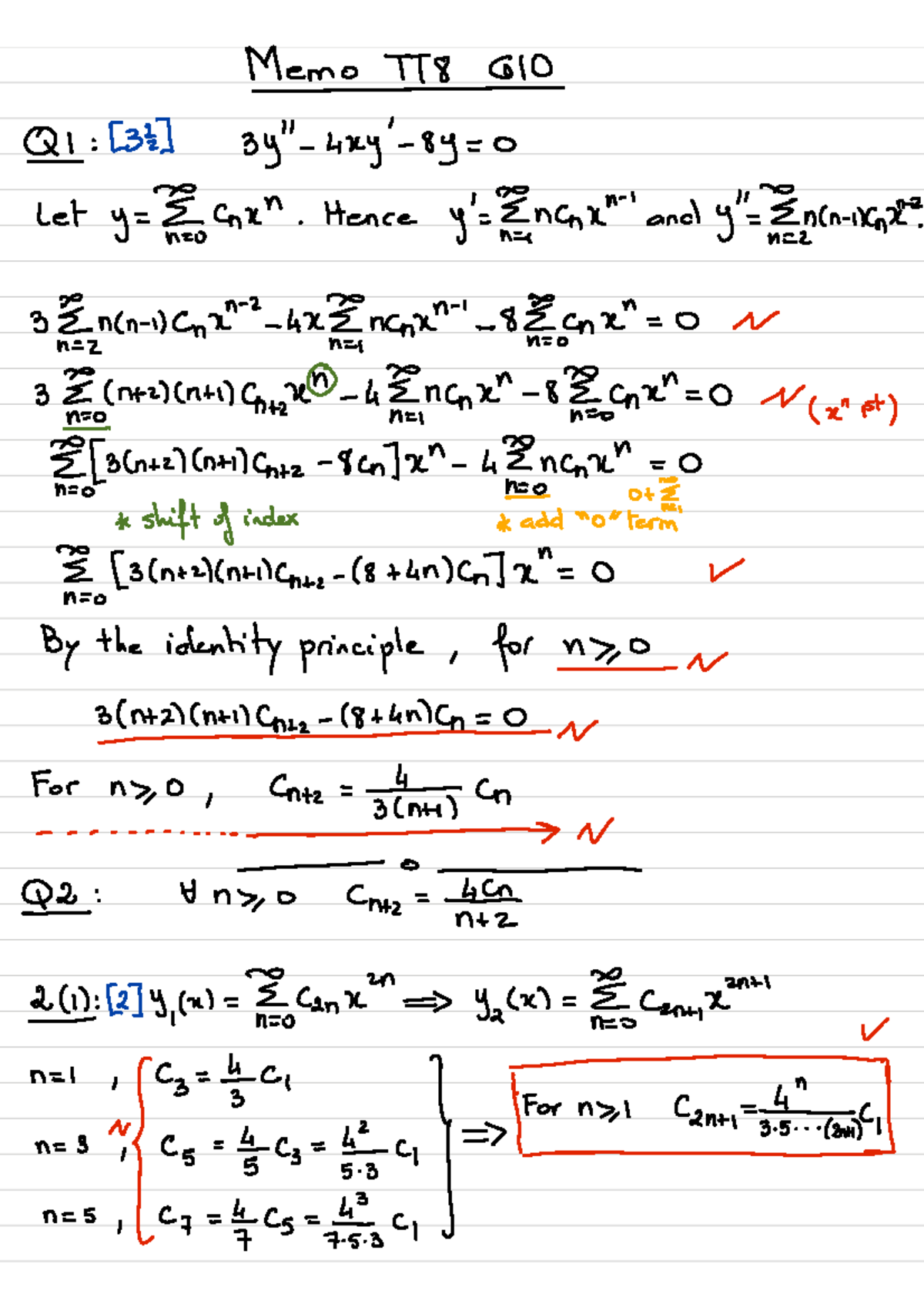 Memo TT8 G10 - Practice TUTS - WTW 238 - Memo TT8 610 Q1: 4xy . Let ...