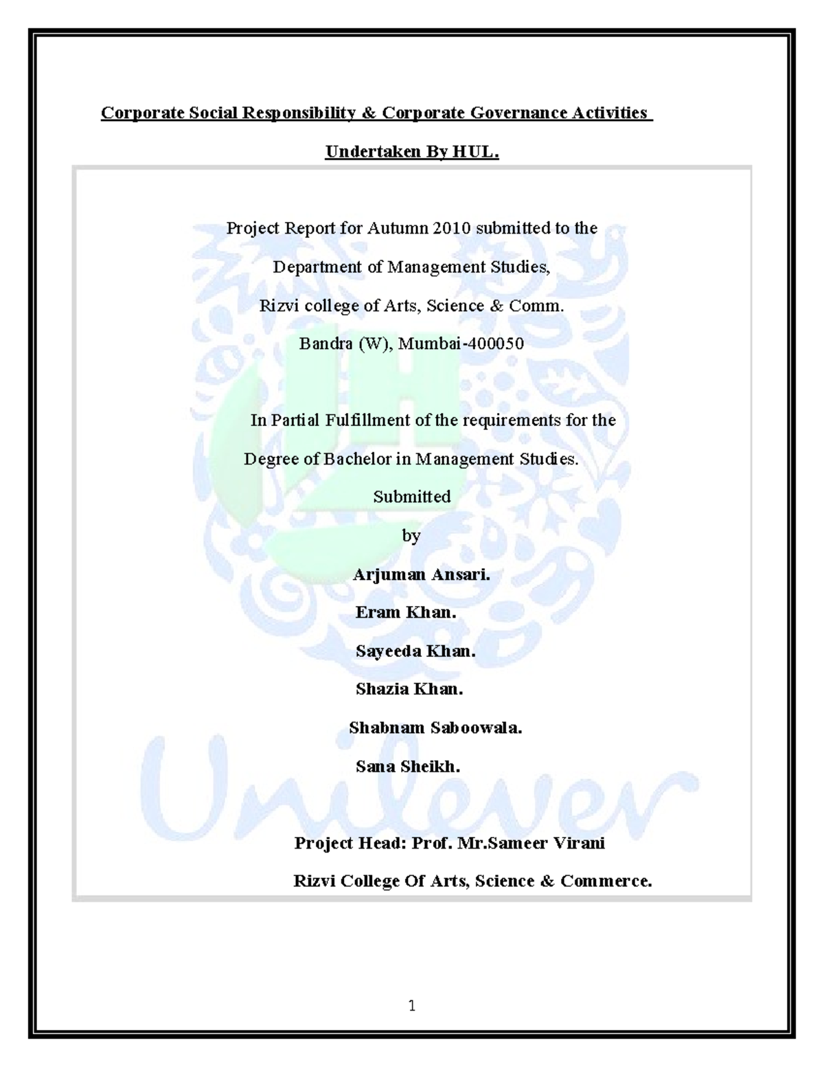 A-project-on-hul-csr compress - Corporate Social Responsibility ...