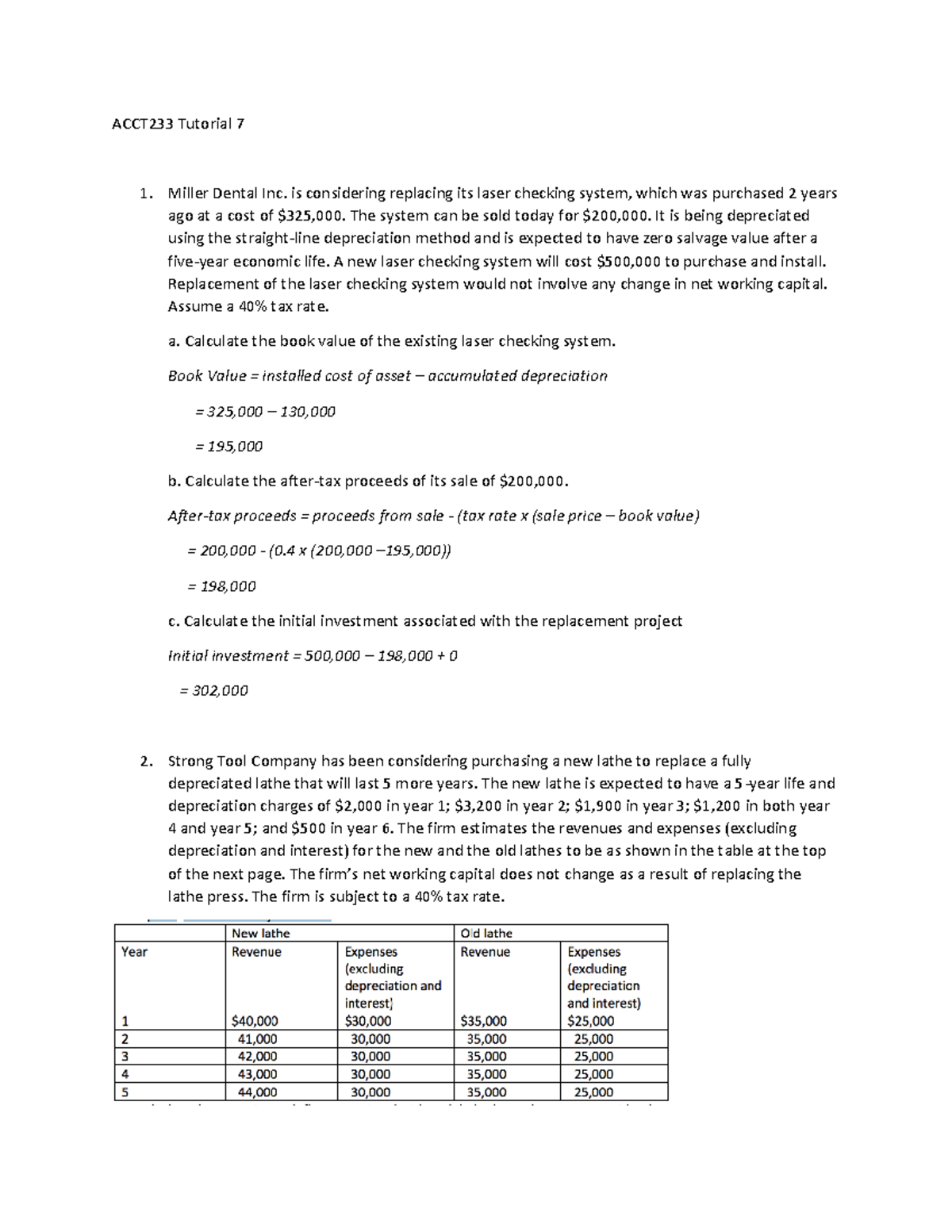 ACCT233 Tutorial 7 Assignment Semester 1 2022 - ACCT233 Tutorial 7 ...