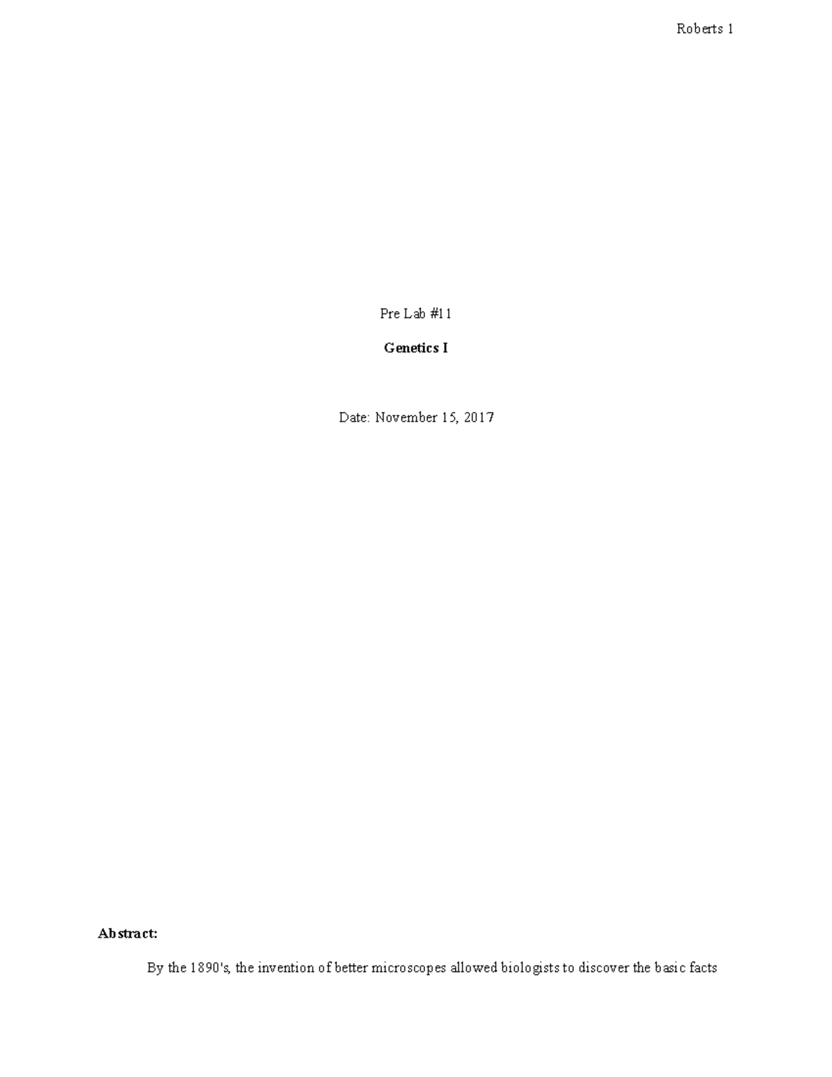 BIO LAB 11 - Prof. Seidenstein's Intro to Cell & Molecular Biology Pre ...