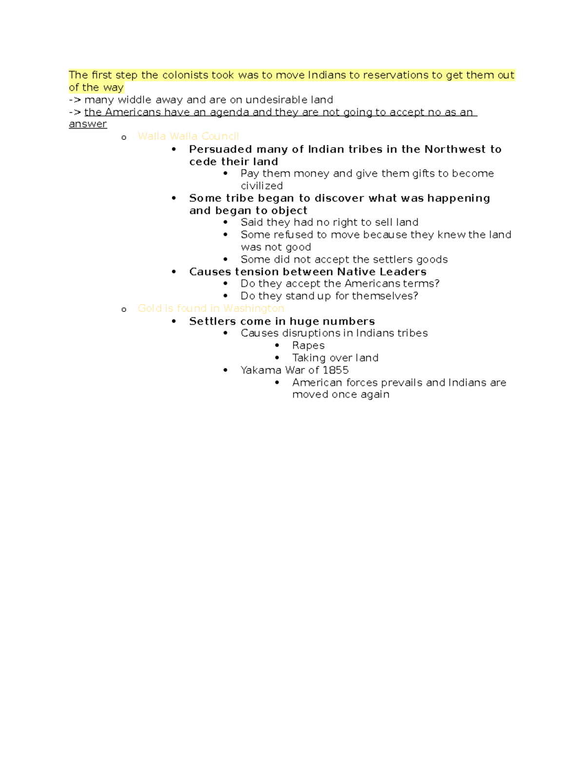 The Reservation System Notes - The first step the colonists took was to ...