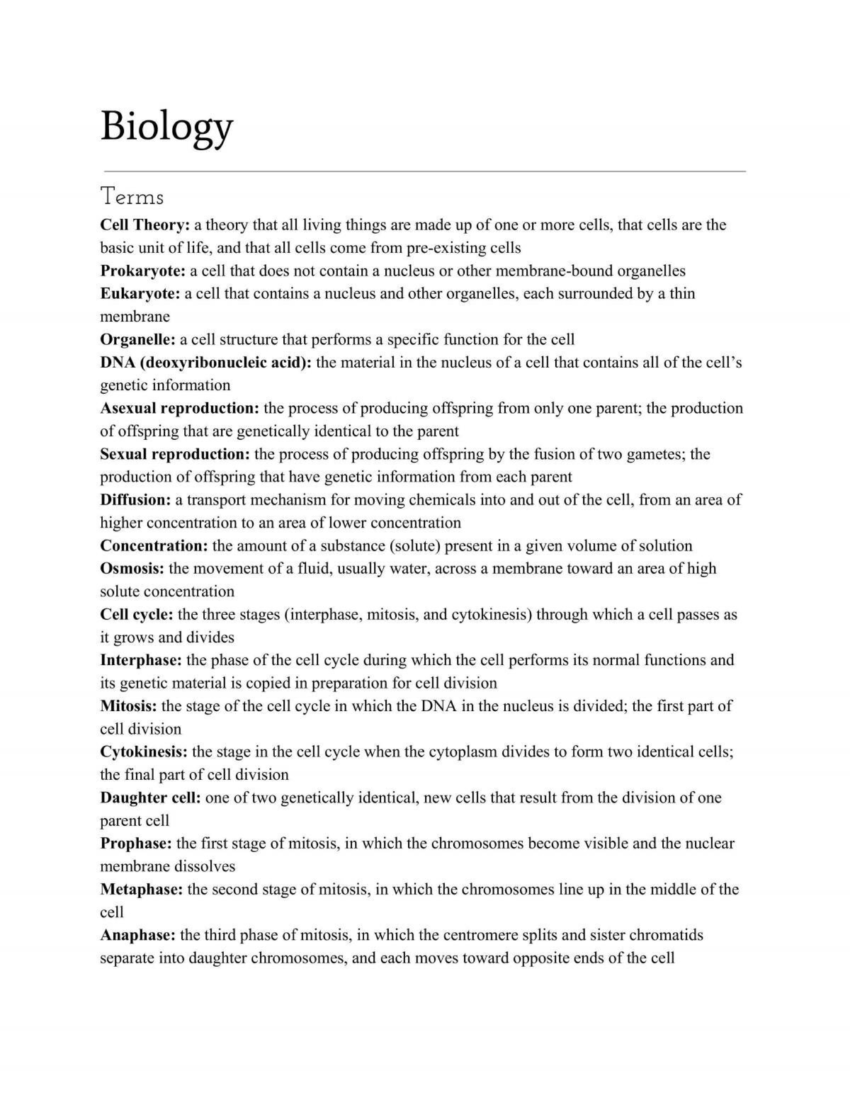 Docu id161365 hsdd - Biology Key Terms - Studocu