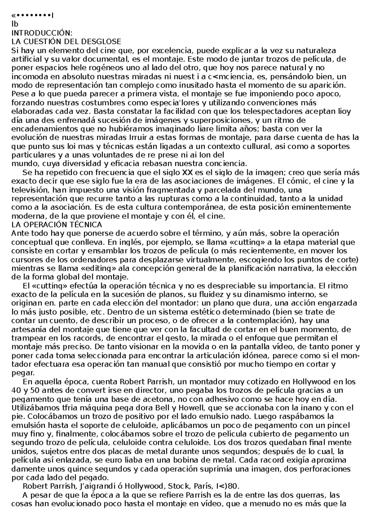 Estética del Montaje - dededed ddededed - «••••••••I lb INTRODUCCIÓN ...