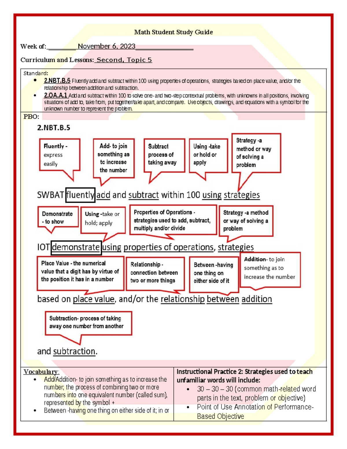 2.NBT.B.5 Fluently add and stubstract Week 3 (1) - Math Student Study ...
