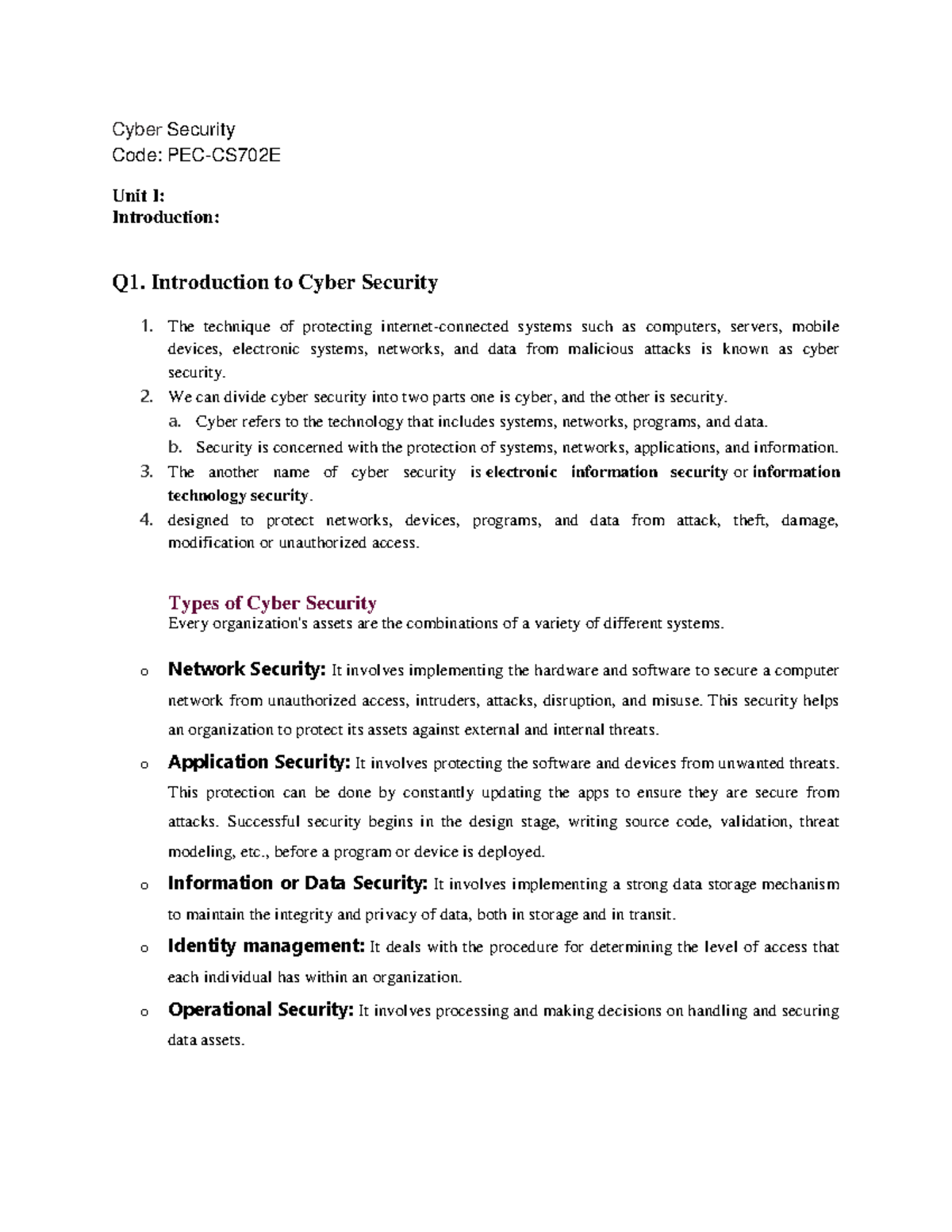 Chapter 1 Cyber Security-combined - ####### Cyber Security ####### Code ...