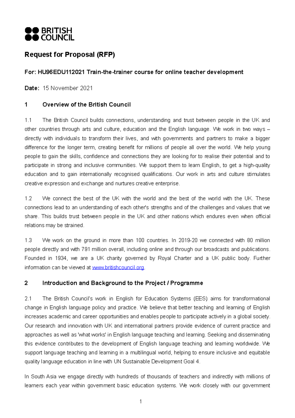 Rfp - southasia online course - Request for Proposal (RFP) For ...