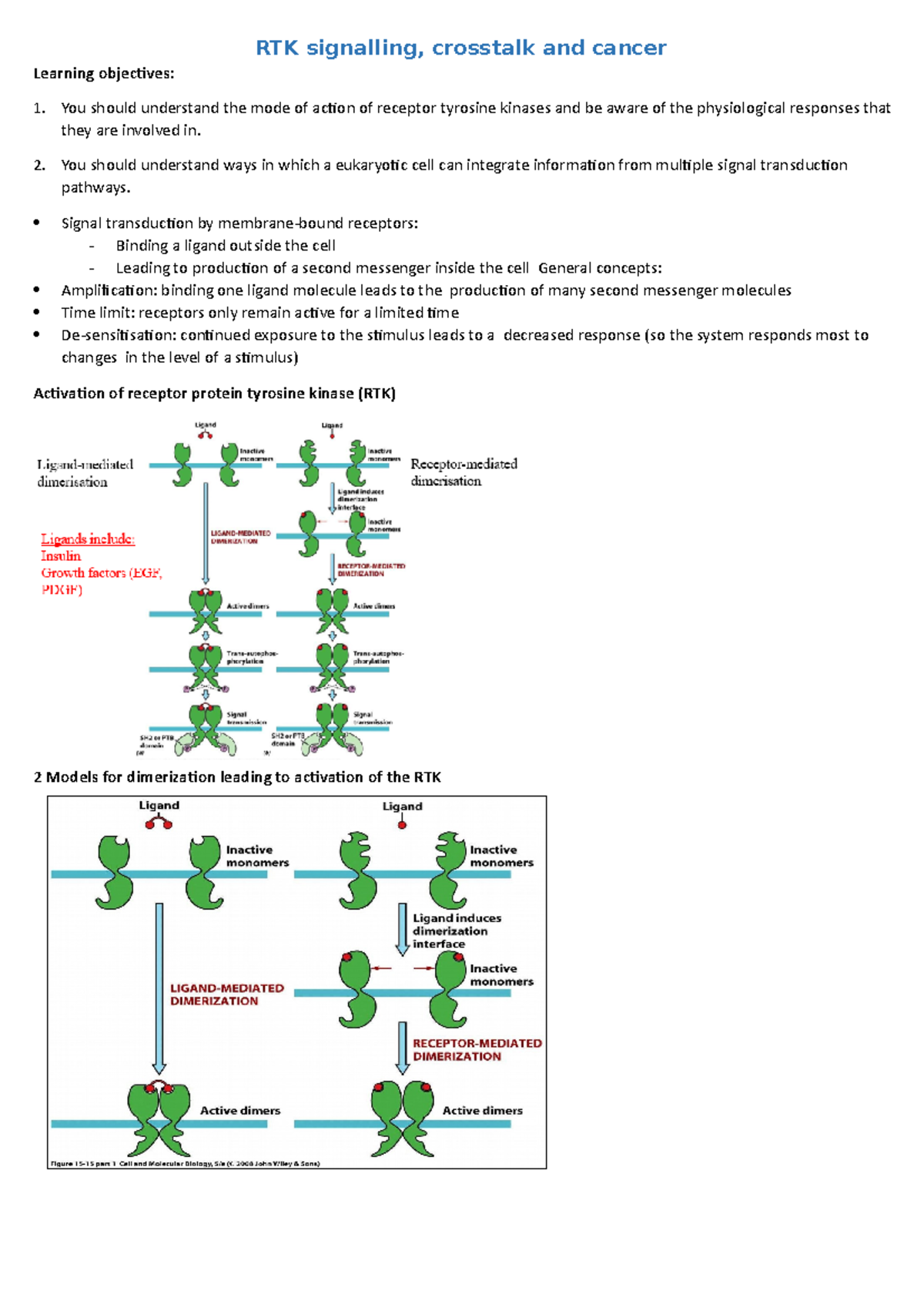 35. Lecture 21 Notes - RTK signalling, crosstalk and cancer Learning ...