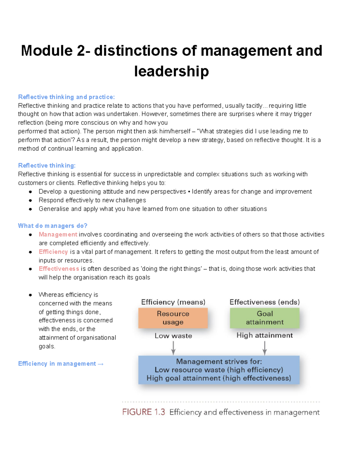 Module 2- distinctions of management and leadership - Module 2 ...
