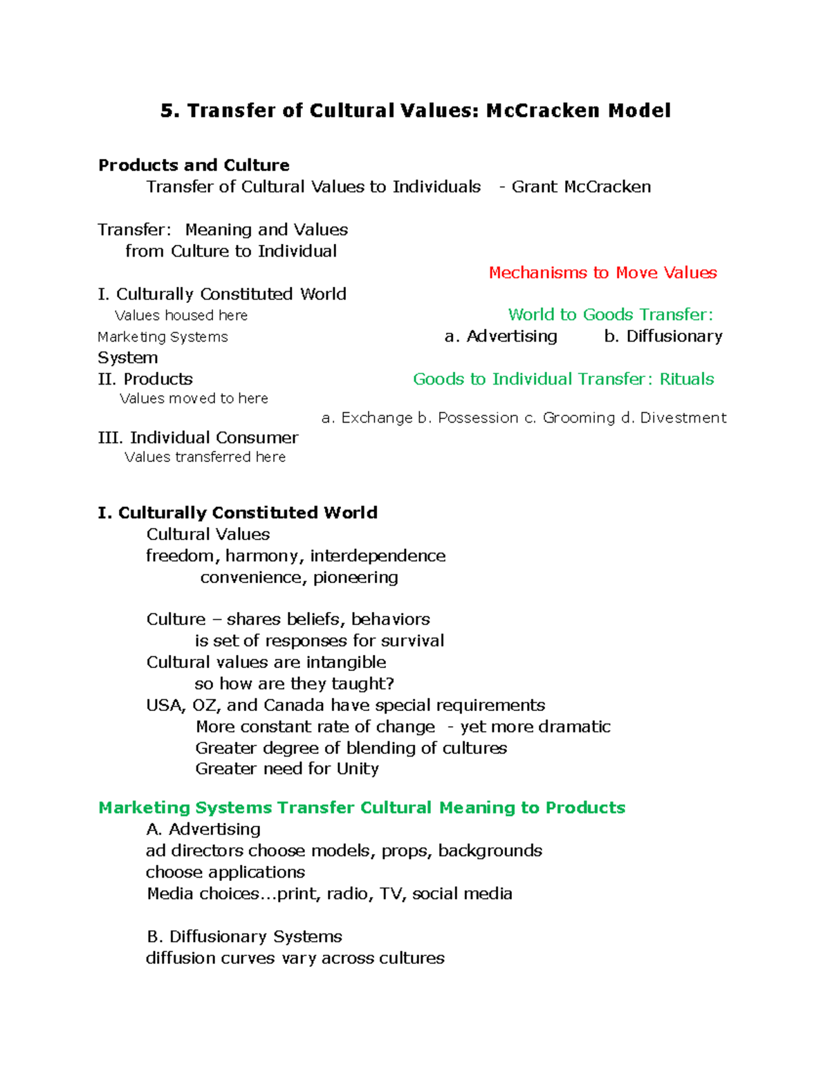 5. Transfer of Cultural Values Mc Cracken - 5. Transfer of Cultural ...