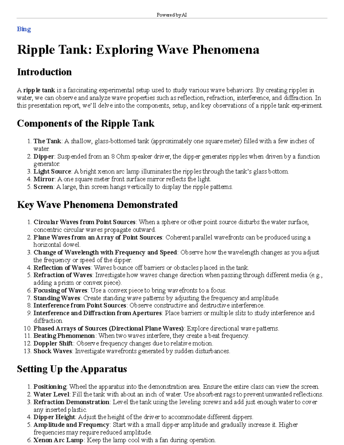 Ripple tank - COOL - Powered by AI Bing Ripple Tank: Exploring Wave ...