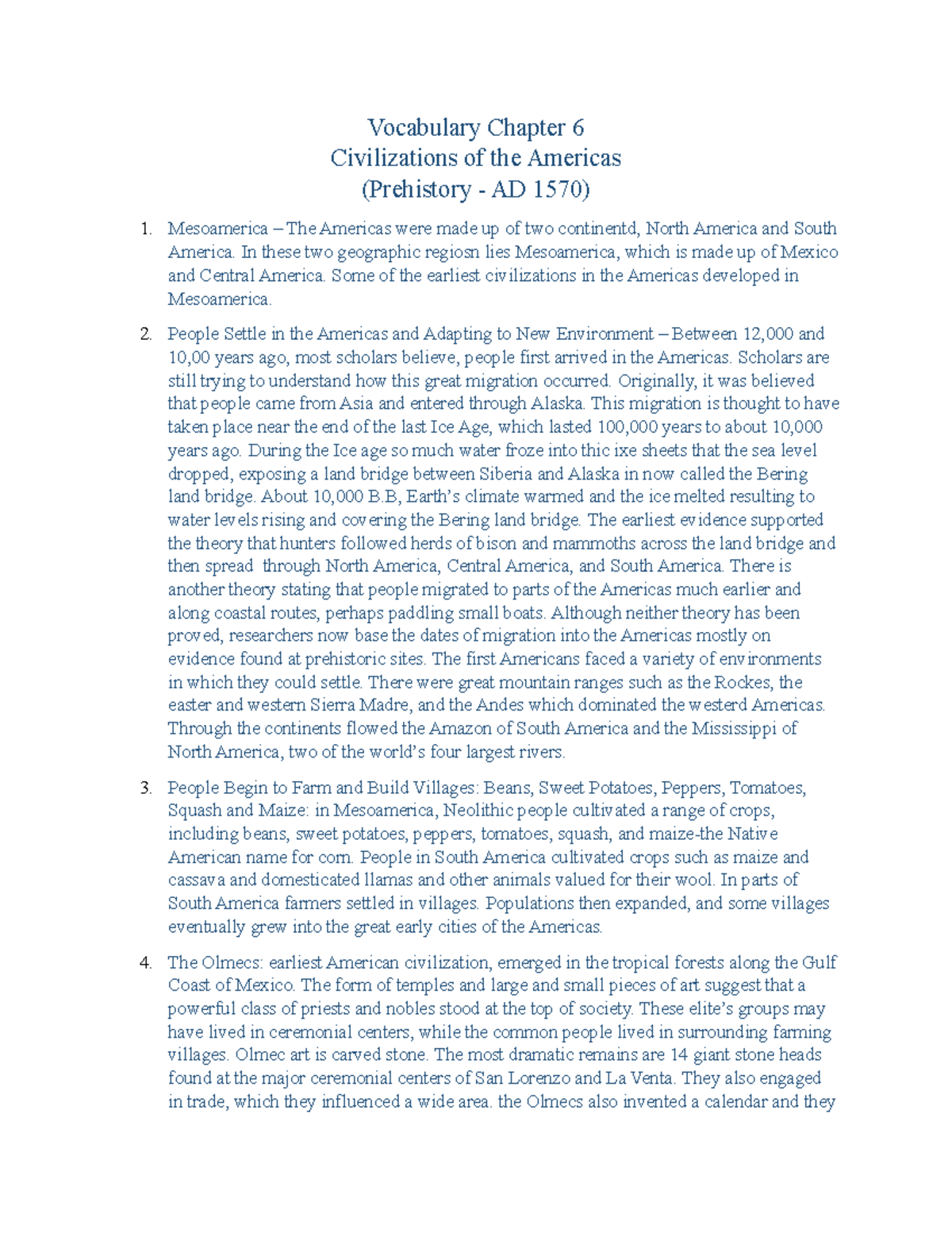 Vocabulary Chapter 6 - history - Vocabulary Chapter 6 Civilizations of ...