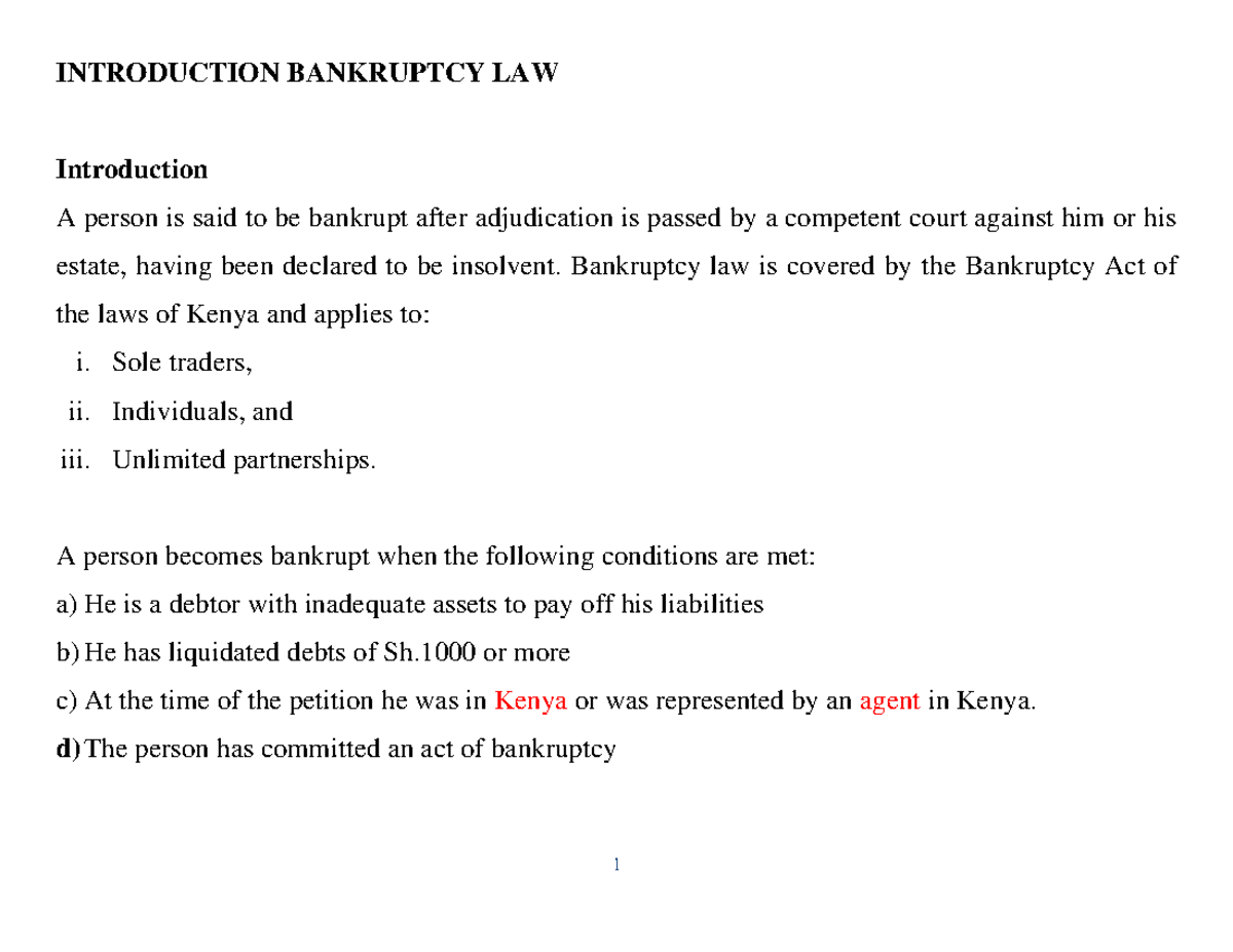 4 5836964055385903502 - INTRODUCTION BANKRUPTCY LAW Introduction A ...