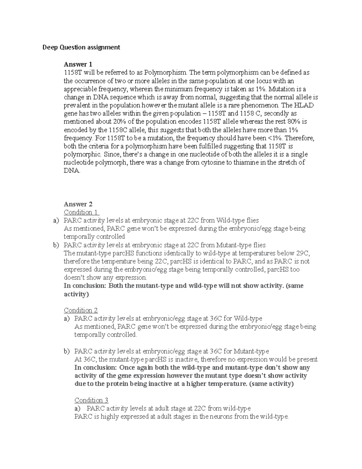Deep Question assignment 4 - Deep Question assignment Answer 1 1158T ...