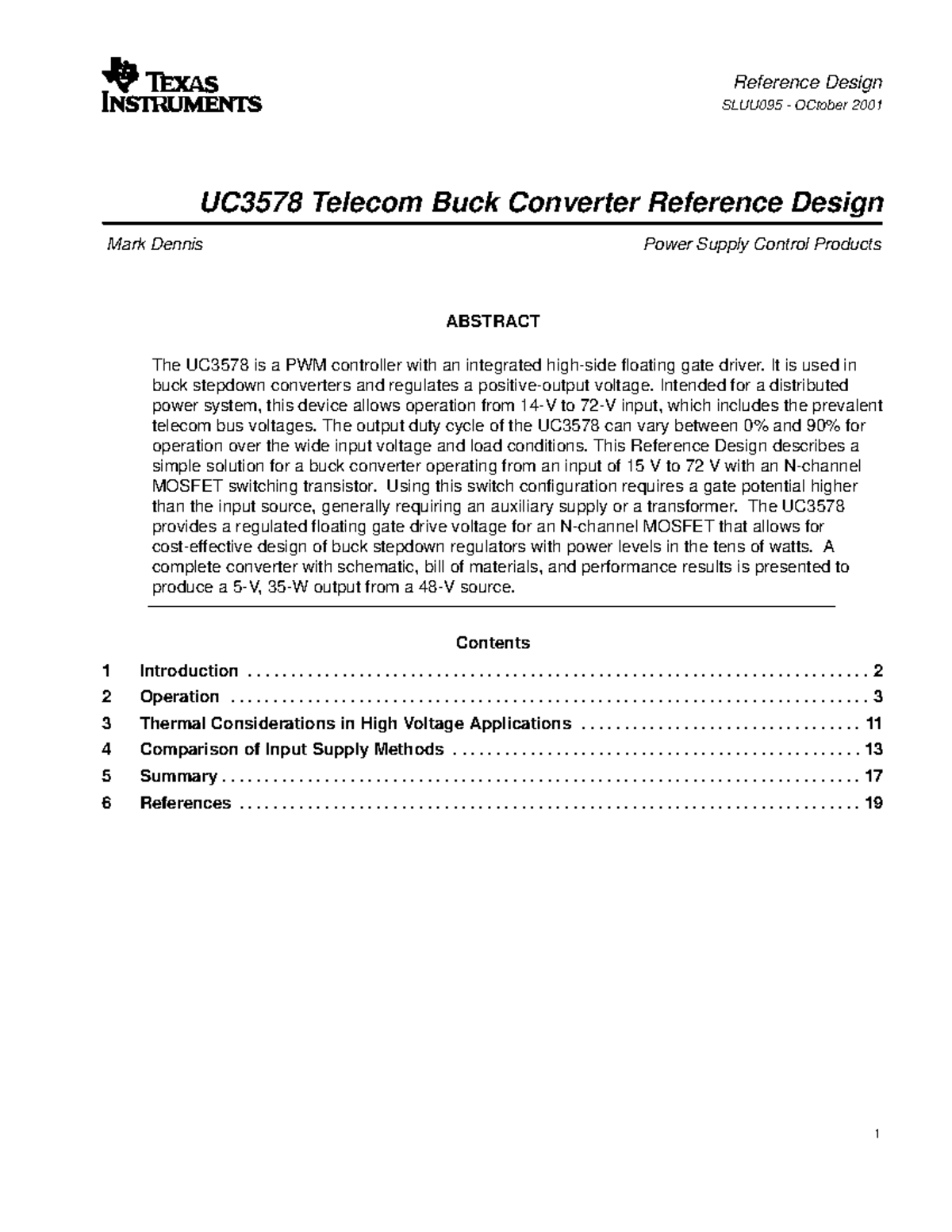 Sluu095 - Introduction to Lin Alg - ####### Reference Design SLUU095 ...