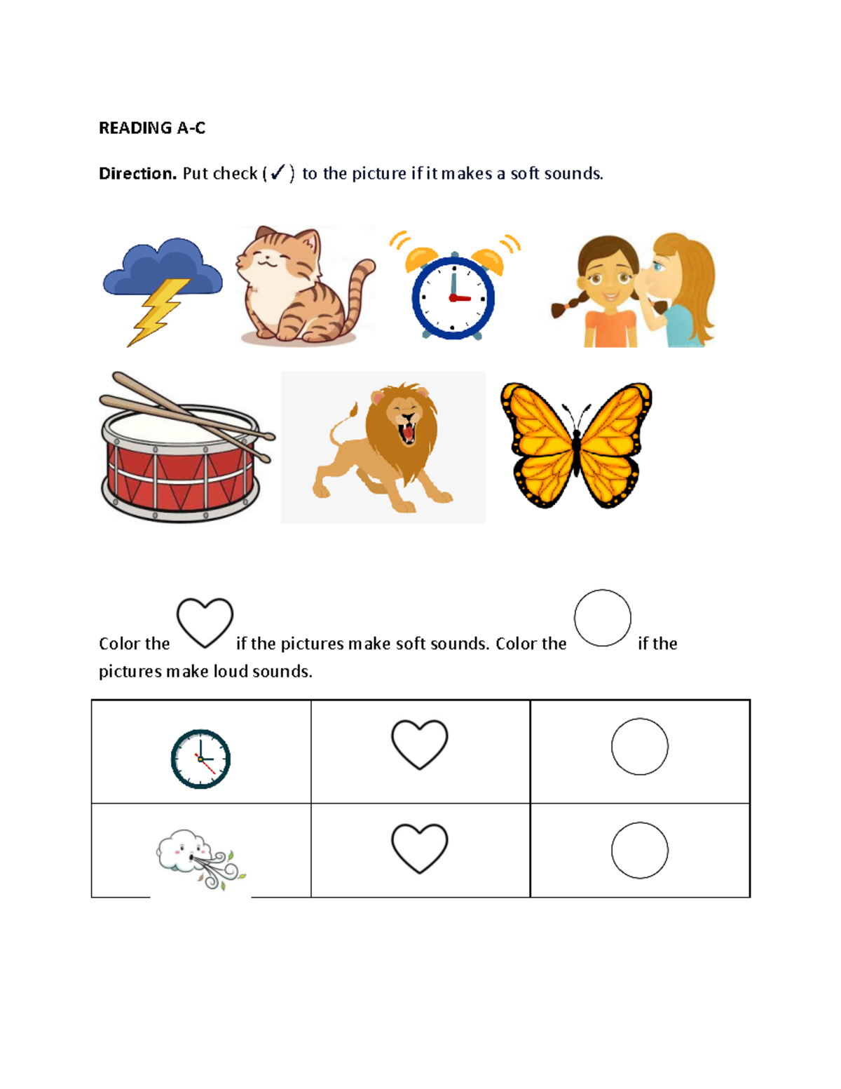 EXAM - English - GOOD LUCK - READING A-C Direction. Put check ( ) to ...