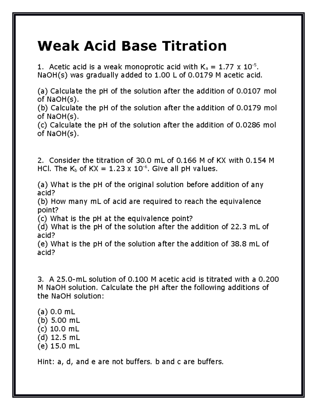 Acid Base Titration Worksheet at Lucy Hynes blog