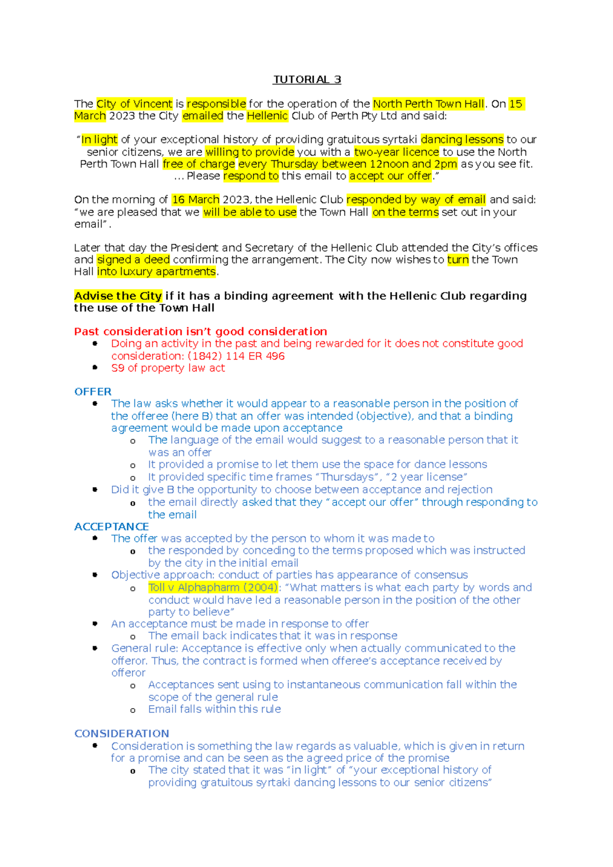 Tutorial 3 - TUTORIAL 3 The City of Vincent is responsible for the operation of the North Perth ...