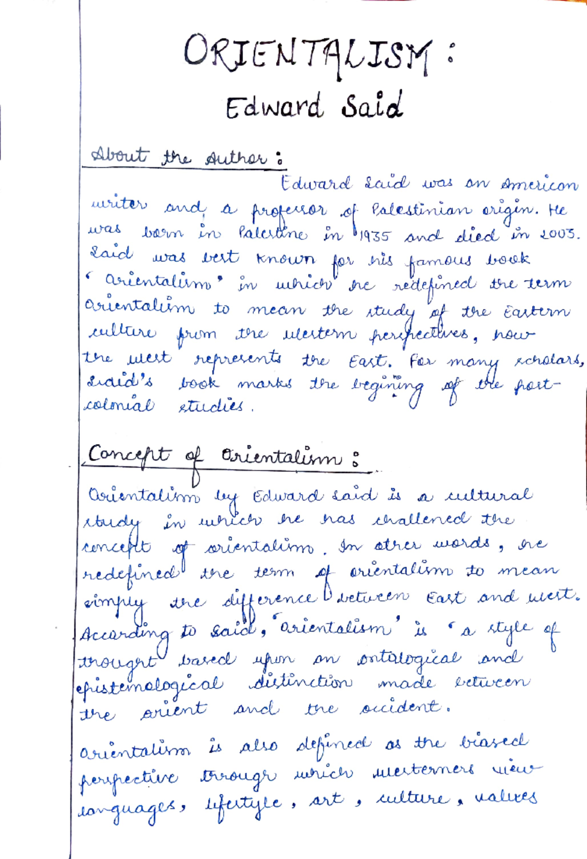 Edward said's concept of orientalism - Laic cAbout the uthe he wet did ...