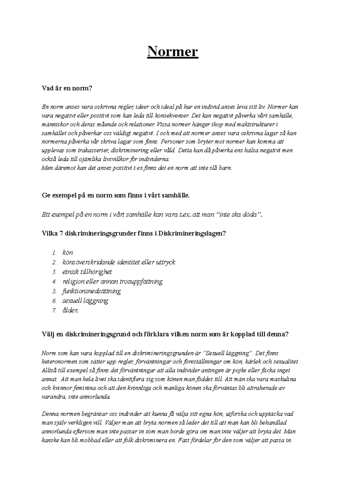 Vad är en norm - En uppsats om normer. - Normer Vad är en norm? En norm ...