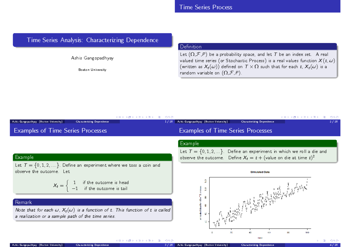 Ma585 Time Series Lecture Notes 1 Time Series Analysis