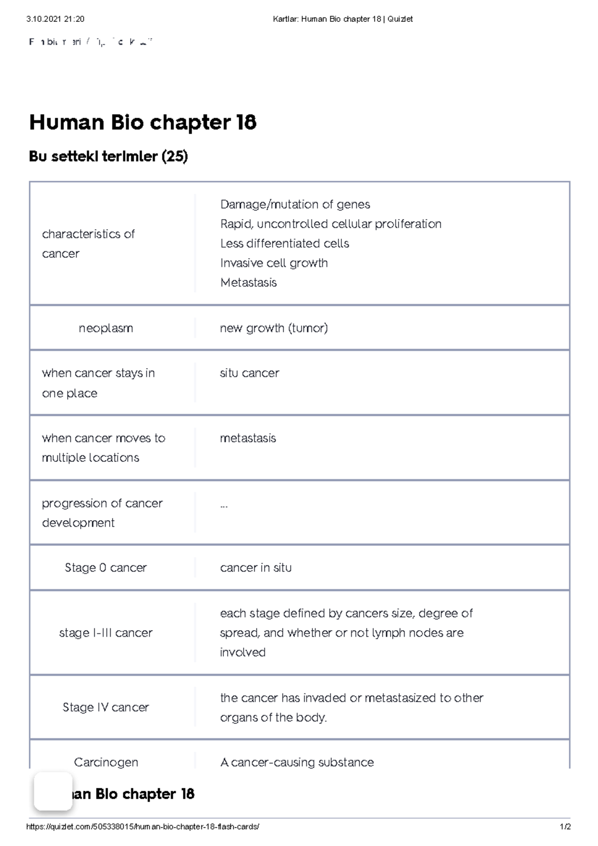 Ch18-quizlet - Chapter worksheets - Biology - Hacettepe - Studocu