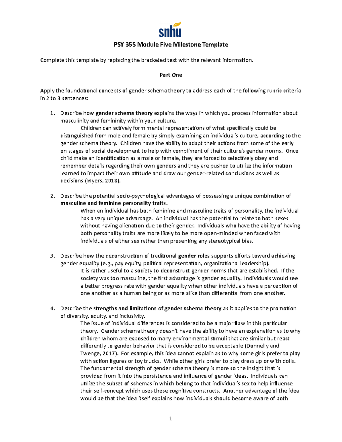 PSY 355 Module Five Milestone Template - PSY 355 Module Five Milestone ...