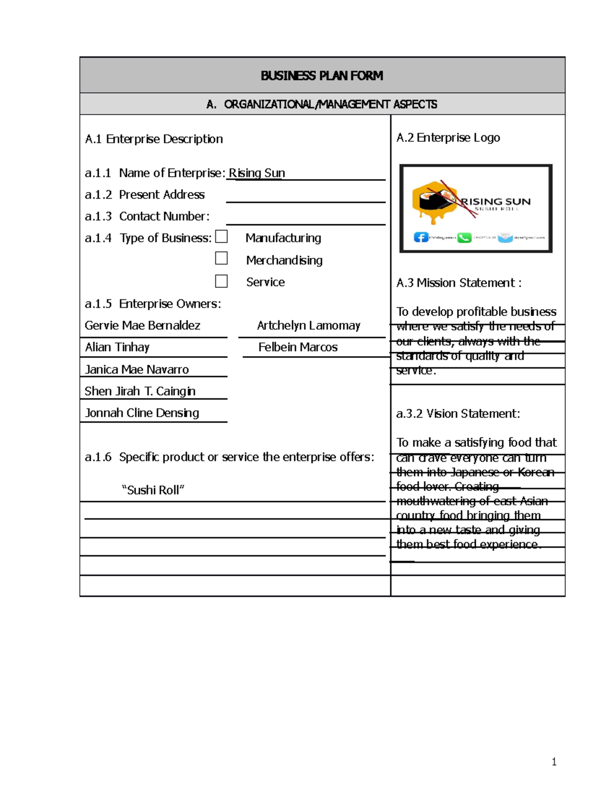 Business-PLAN-docx - business plan - BUSINESS PLAN FORM A ...