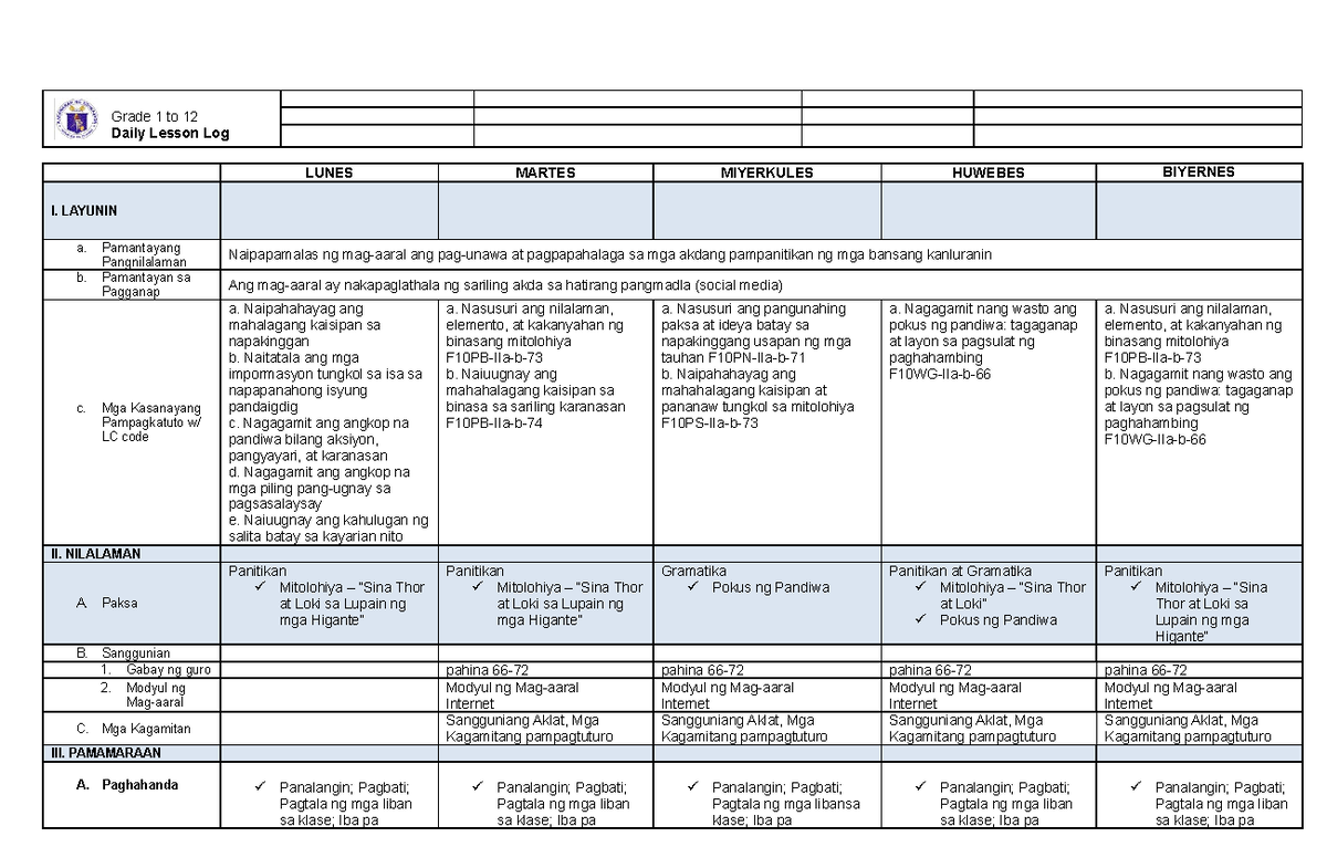 WEEK 2 DLL edited - CONTAINS FILIPINO SUBJECT-RELATED DOCUMENTS - Grade ...
