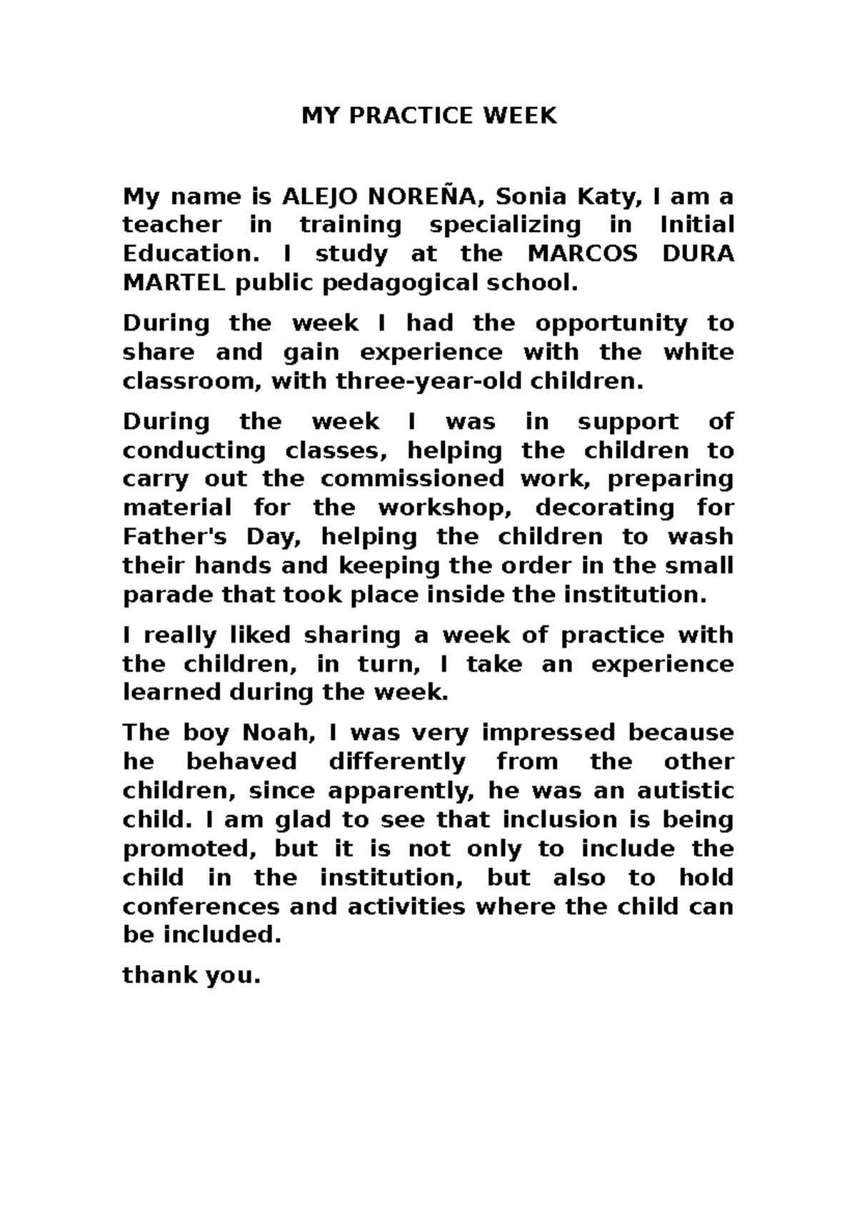 MY Practice WEEK - TIC - MY PRACTICE WEEK My name is ALEJO NOREÑA ...