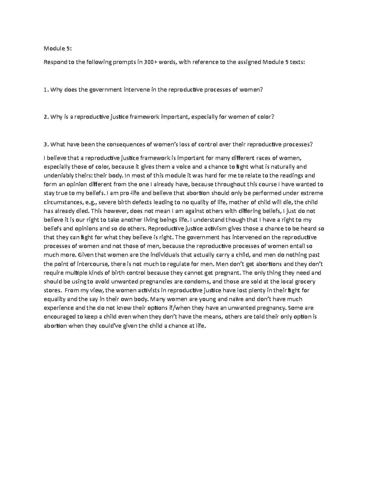 WS Module 9 - Module 9: Respond to the following prompts in 300+ words ...