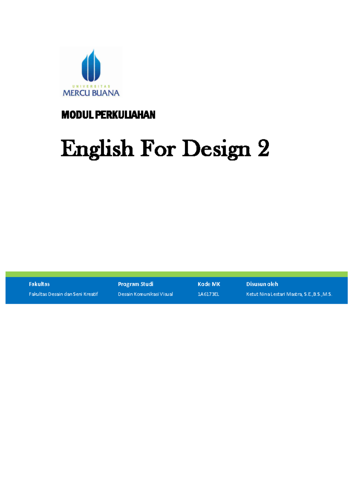 Modul English for Design 16 - MODUL PERKULIAHAN English For Design 2 ...