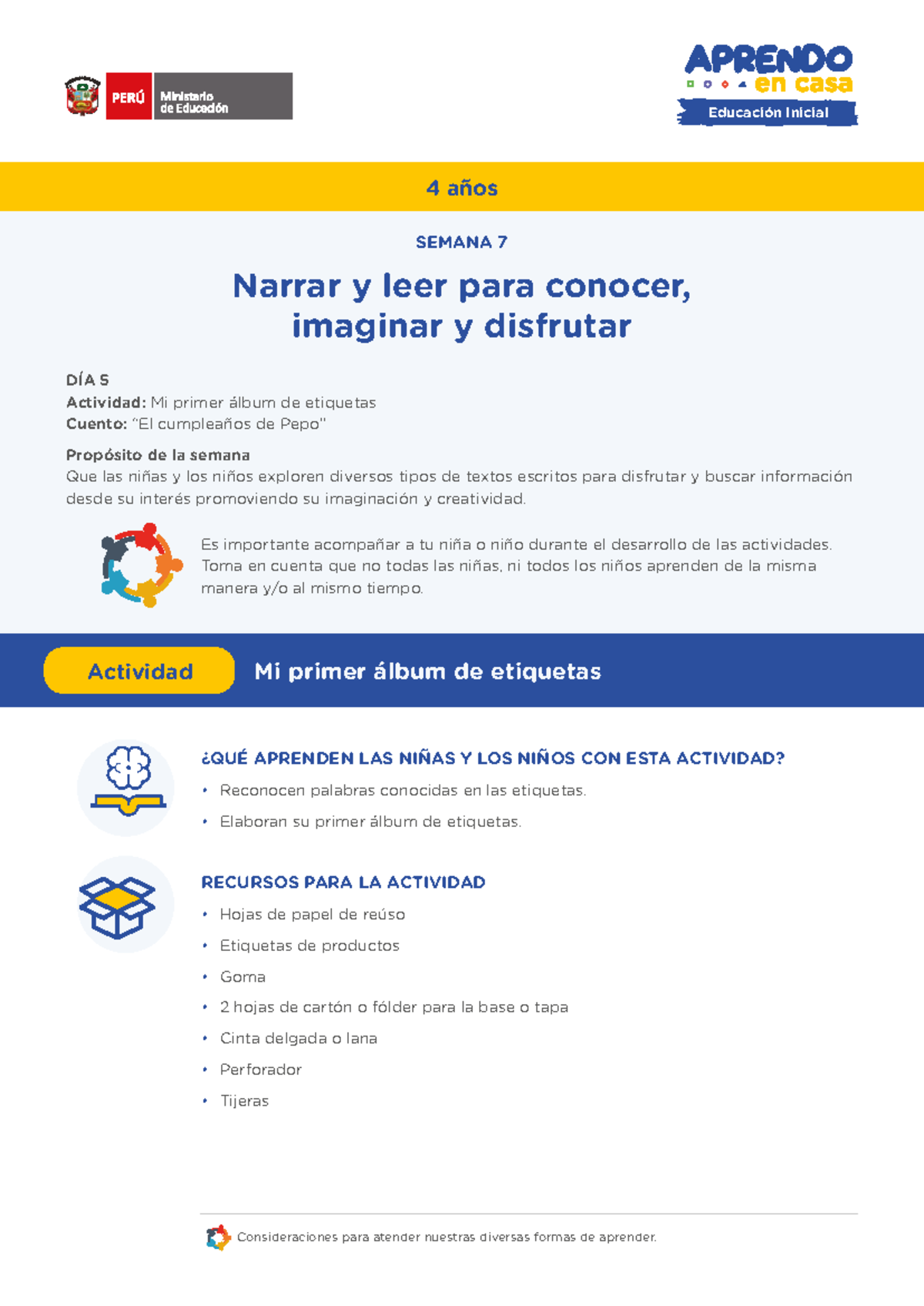 S7 inicial 4 dia 5 - lecturas - 4 años Narrar y leer para conocer ...